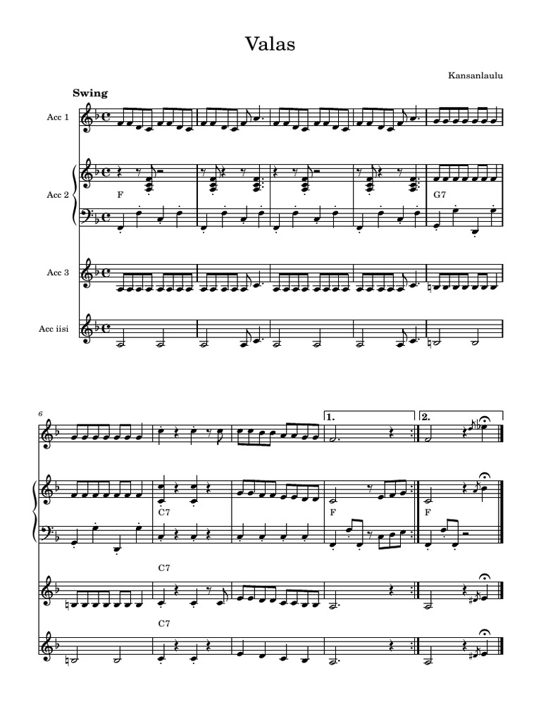 Valas Kansanlaulu Sheet Music | PDF