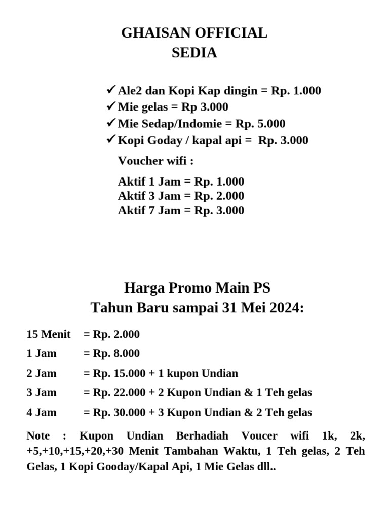 Ghaisan Official Harga | PDF