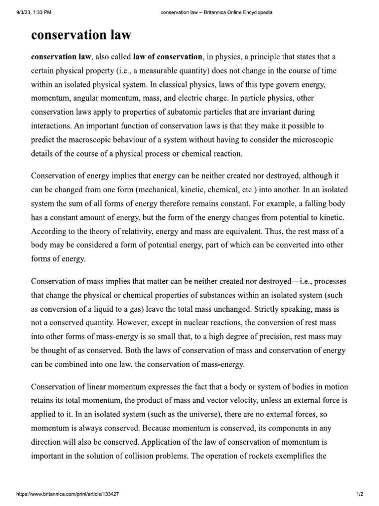 Conservation Laws | PDF