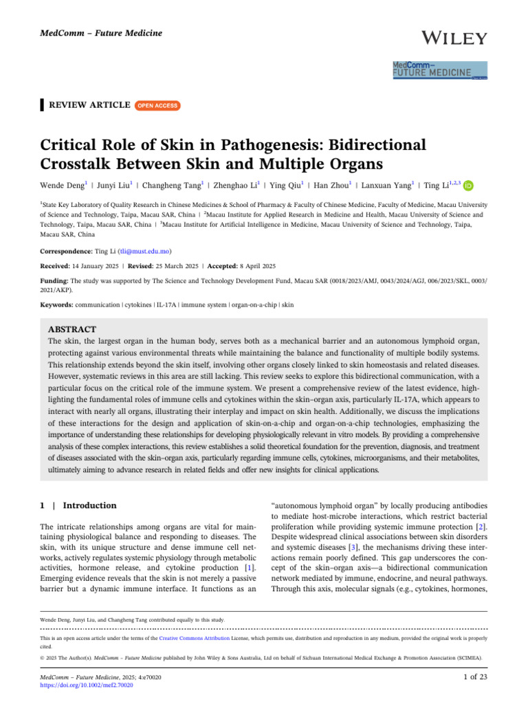 Critical Role of Skin in Pathogenesis Bidirectiona | PDF | Psoriasis ...
