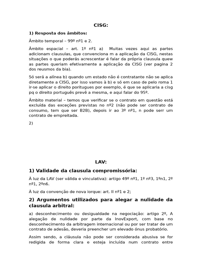 Análise da CISG e LAV em Arbitragem | PDF | Arbitragem | Sentença ...