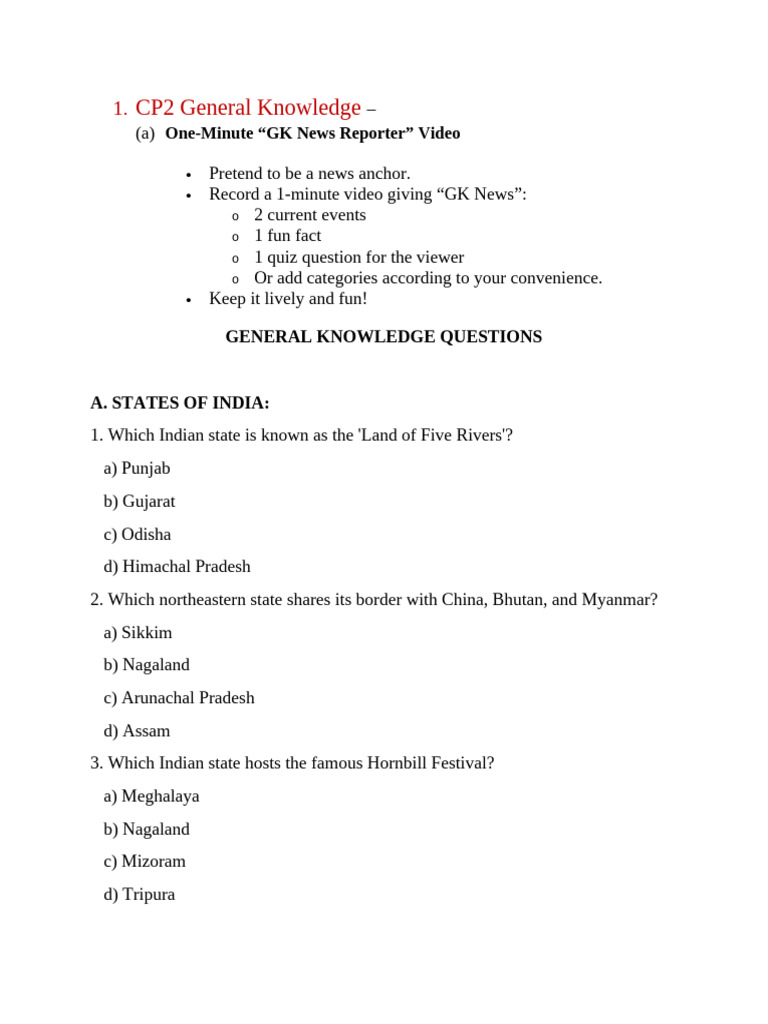 CP2 General Knowledge | PDF
