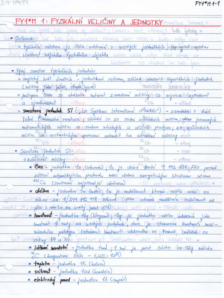 ? Fyzika 1 - Kompletní Zápisky | PDF