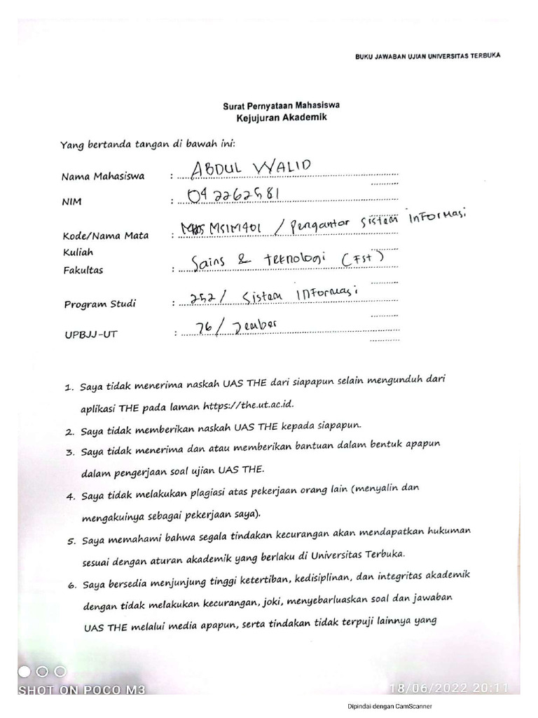 Abdul Walid - Sistem Informasi Uas 1 (1) - Compressed | PDF