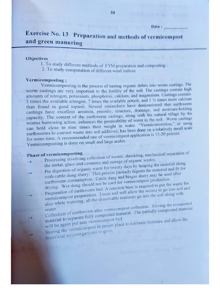 Preparation and Methods of Vermicompost and Green Manuring | PDF