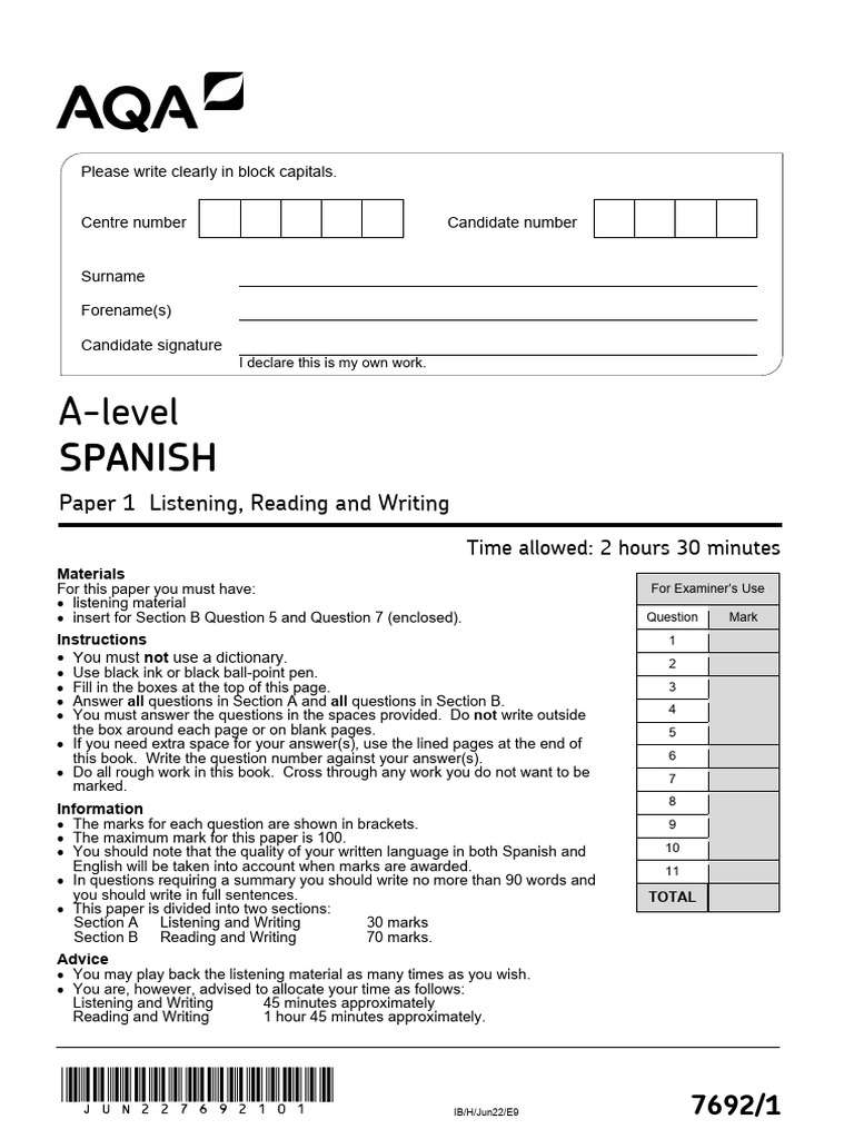 AQA-76921-QP-JUN22 Relojes | PDF