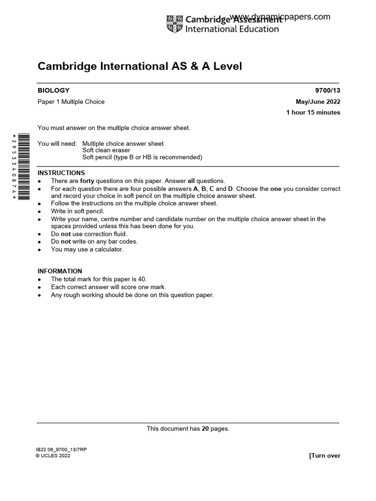 Haemoglobinic Acid in Biology Exam 9700/13 | PDF | Nucleic Acid ...
