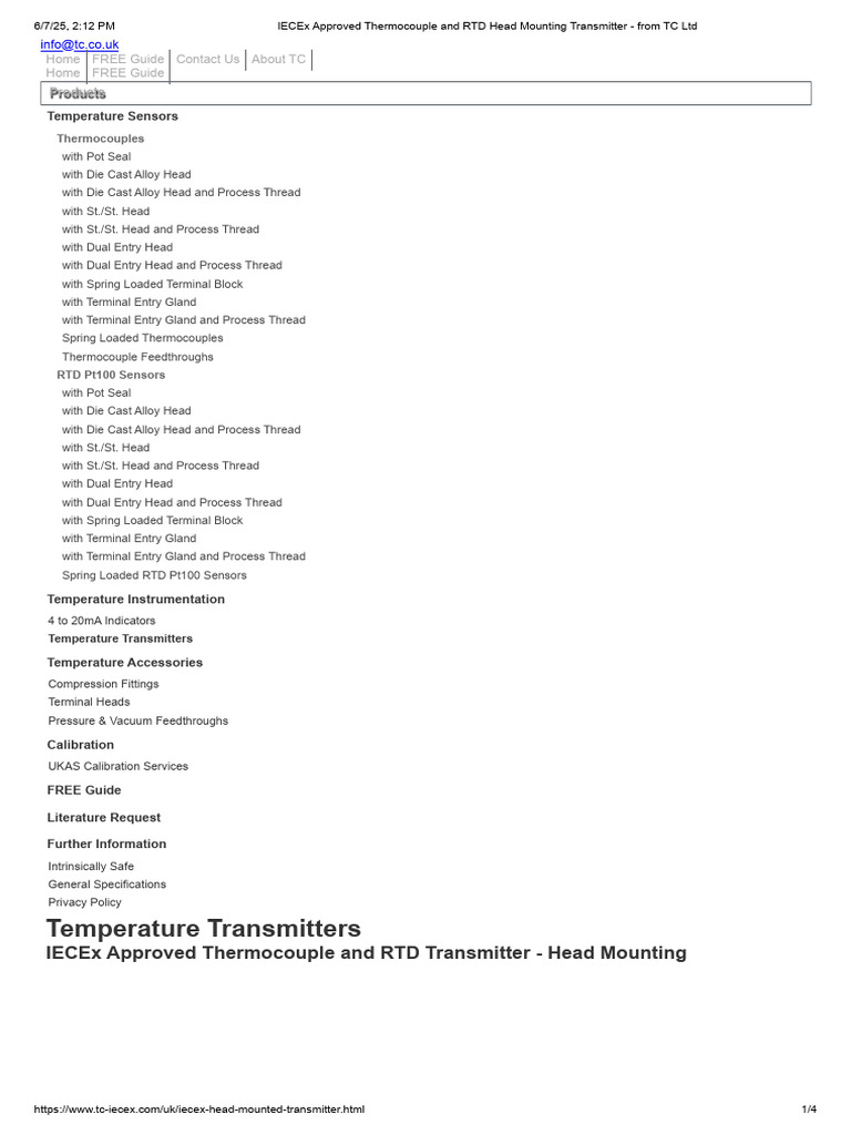IECEx Approved Thermocouple and RTD Head Mounting Transmitter - From TC ...