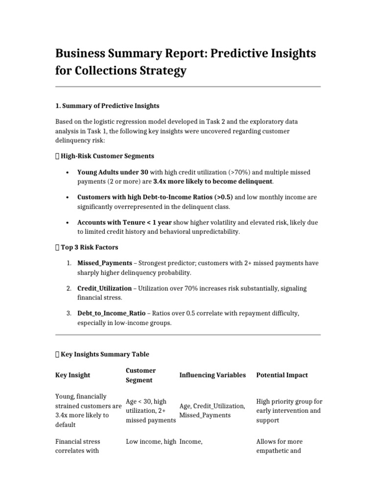 Insights on Delinquency Risk Factors | PDF | Risk | Logistic Regression