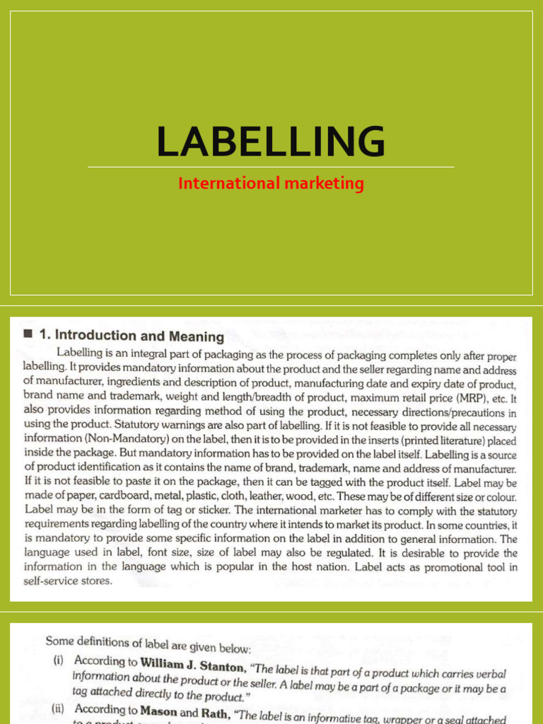 Labelling in International Marketing | PDF