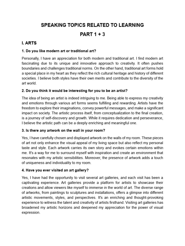 Ielts Speaking - Topics Related To Learning | PDF | Time Management ...