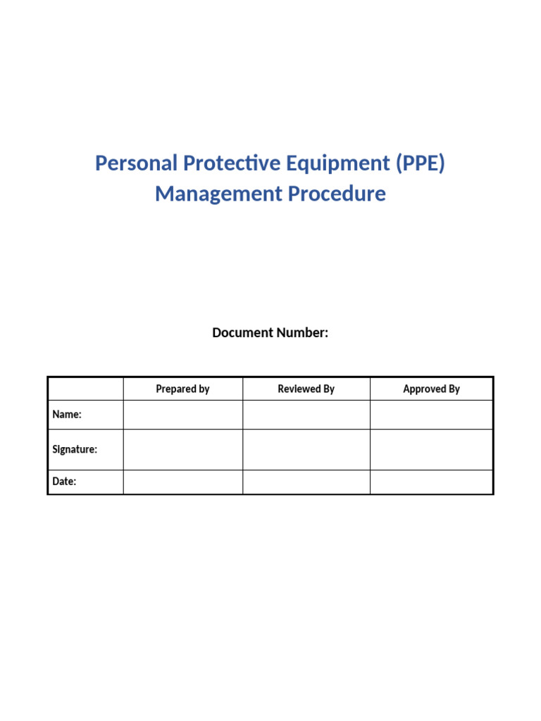 Personal Protective Equipment (PPE) Management Procedure | PDF ...