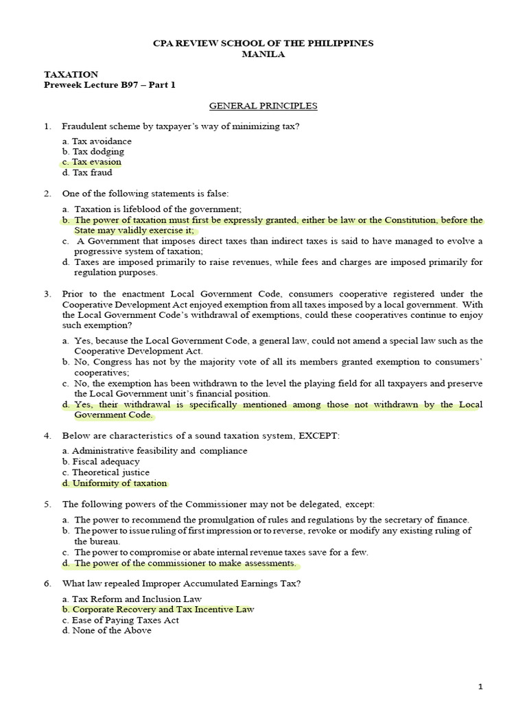 Tax Preweek B97 Part 1 - Questionnaire | PDF | Taxes | Ad Valorem Tax