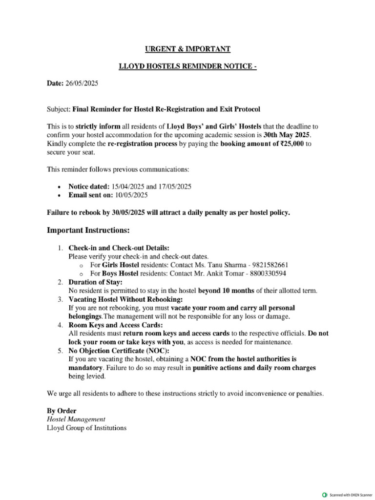 Hostel Etiquette | PDF