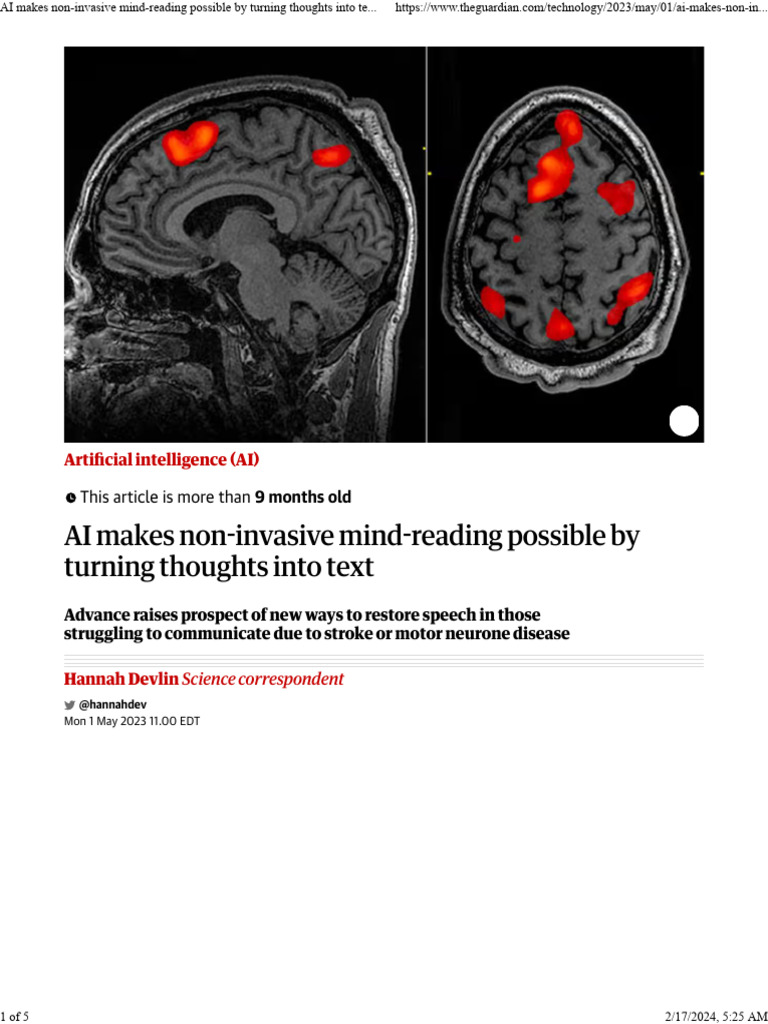 AI Makes Non-Invasive Mind-Reading Possible by Turning Thoughts Into ...