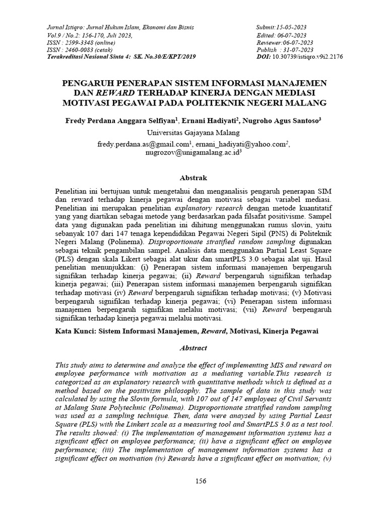 Pengaruh SIM dan Reward Terhadap Kinerja Pegawai | PDF