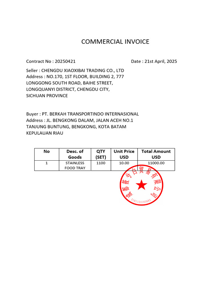 Invoice Food Tray Update | PDF