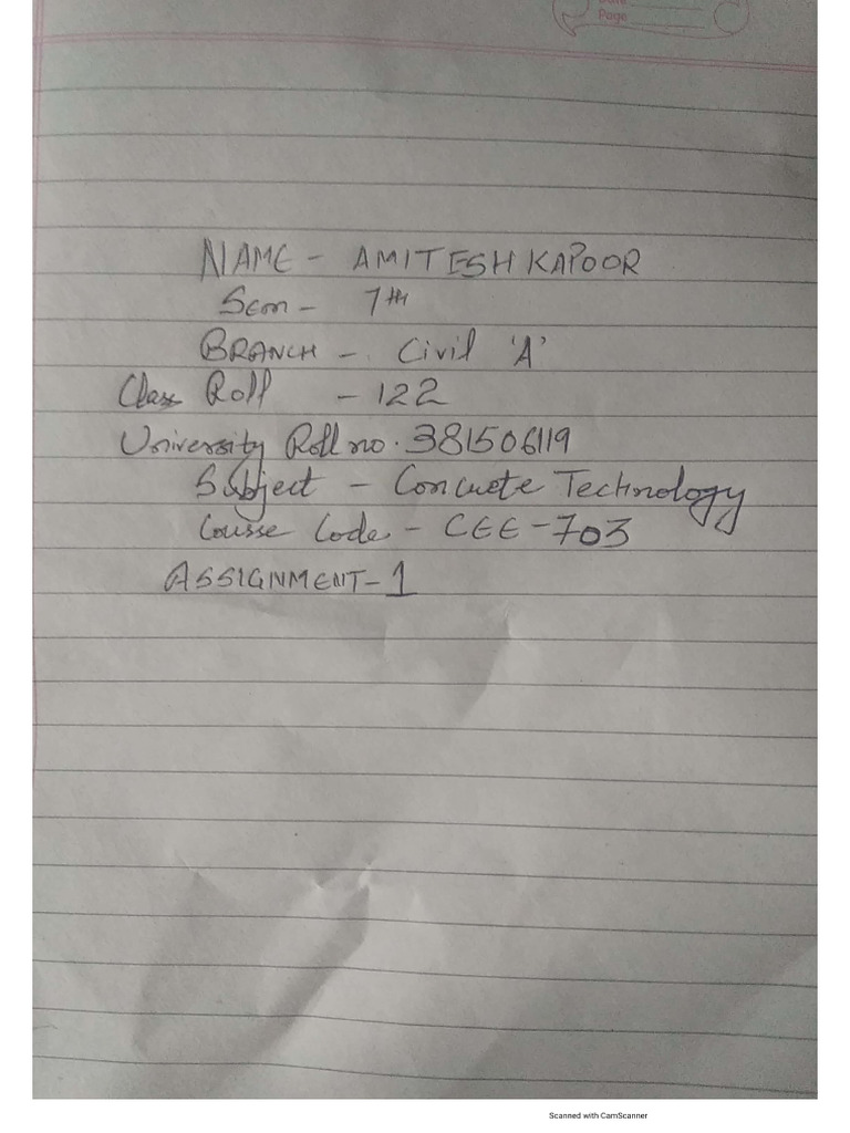 Concrete Technology, Assignment-1 | PDF