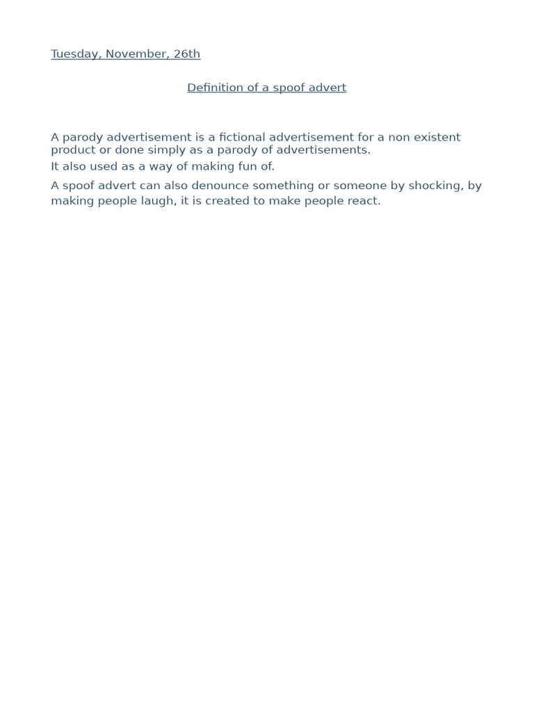 3° P2 Definition of A Spoof Advert 2 | PDF