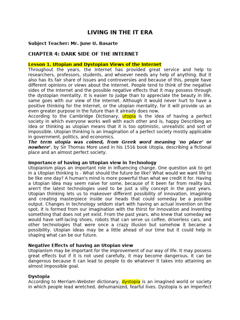 Chapter 4 Lesson 1 2 3 | PDF | Solitude | Utopia