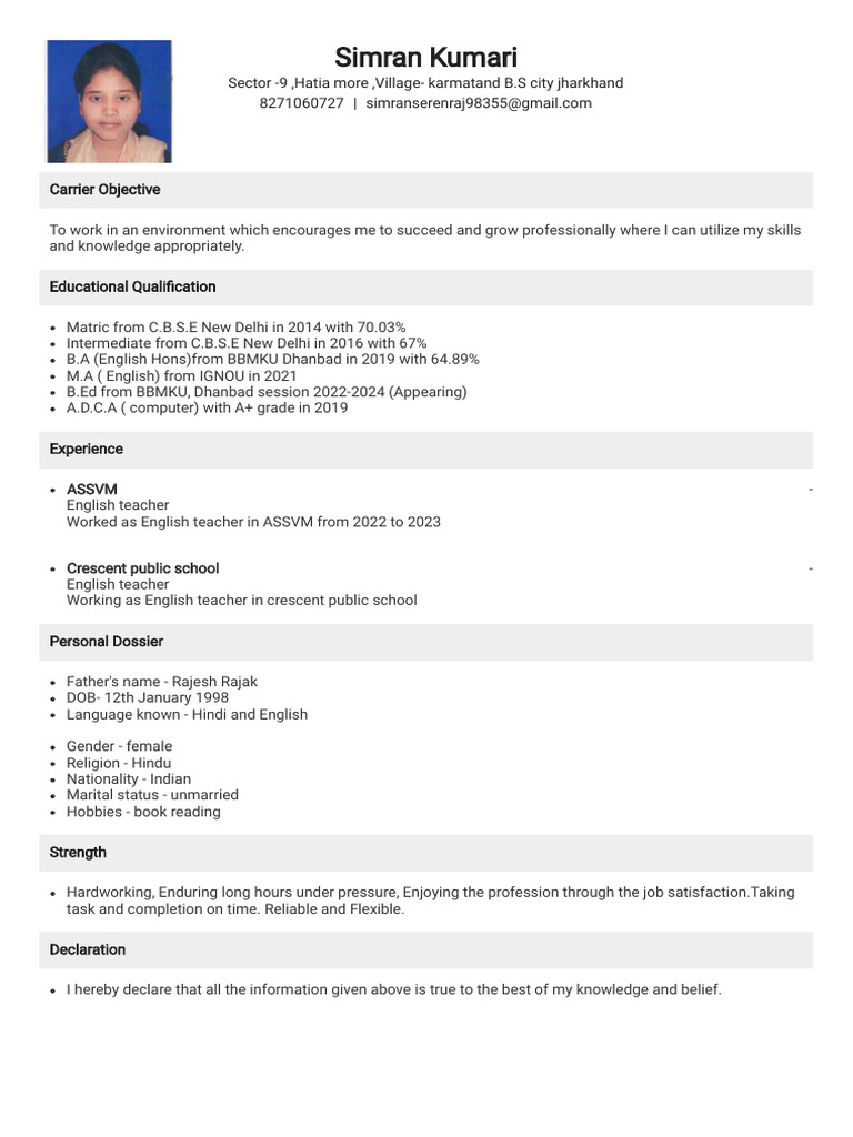 Intelligent CV Document | PDF