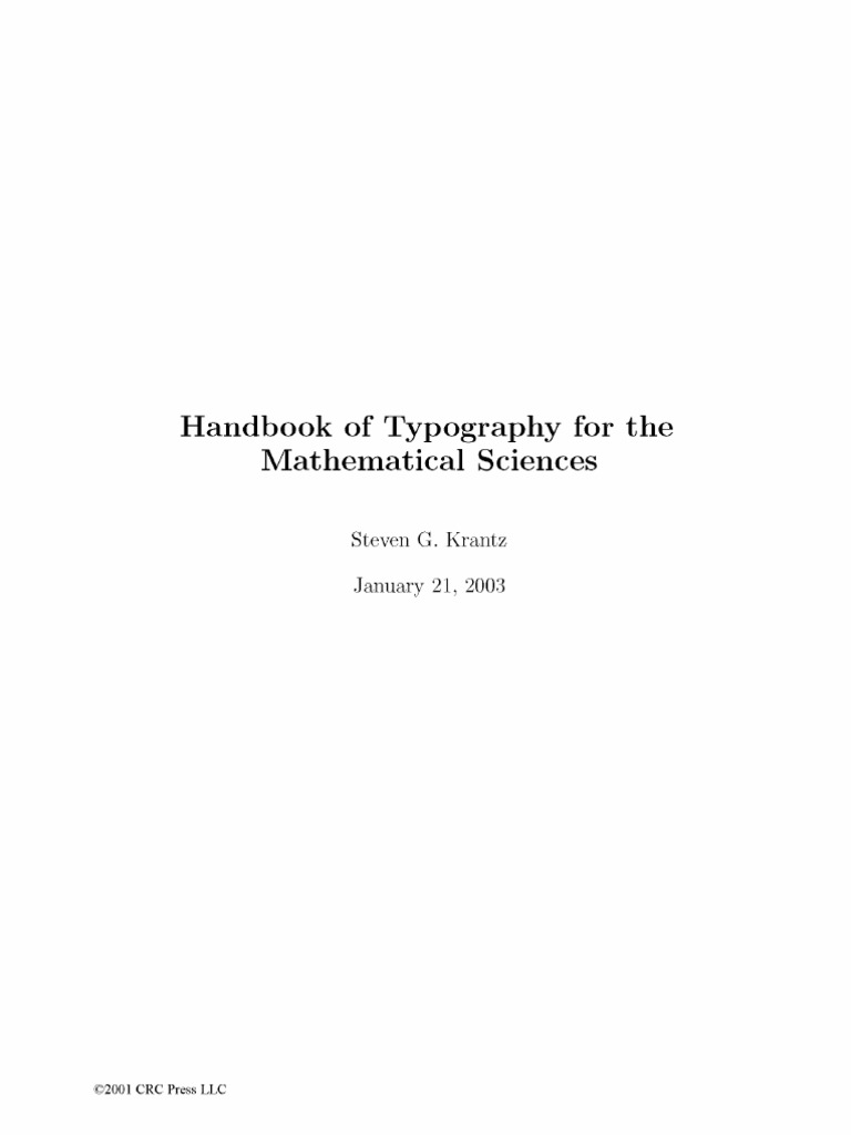 Krantz S. Handbook of Typography for the Mathematical Sciences 2001 | PDF | Copy Editing | Books