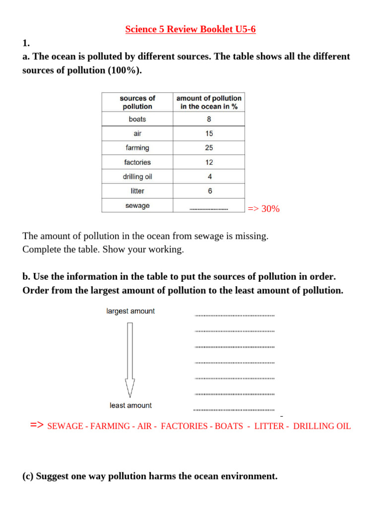 Đáp Án Science 5 Review Booklet U5-6 | PDF | Atmosphere Of Earth ...