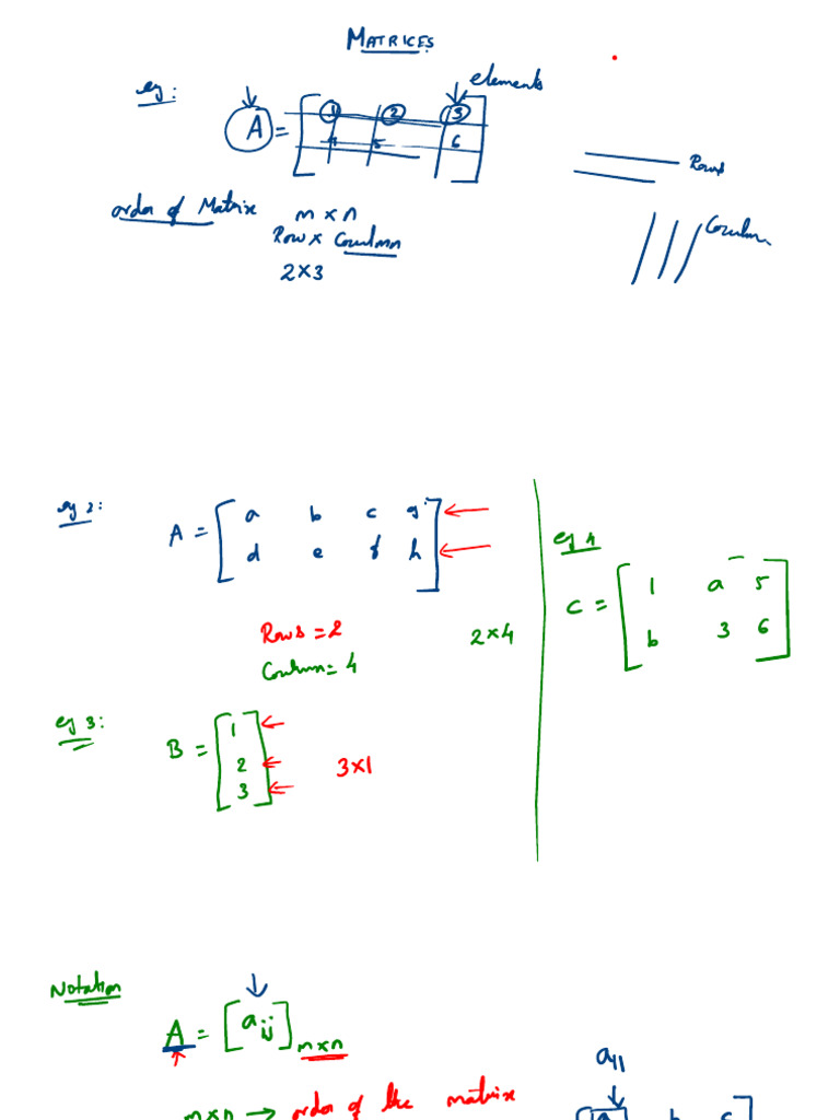 Matrices Notes Part1 4-6-25 | PDF
