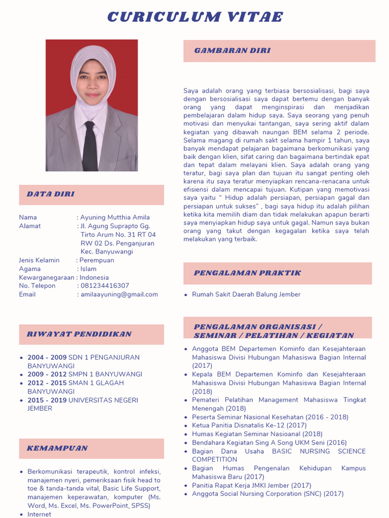 CV Ayuning Mutthia Amila | PDF