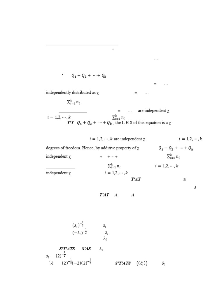 Distribution of Quadratic Forms | PDF | Matrix (Mathematics) | Degrees Of Freedom (Statistics)
