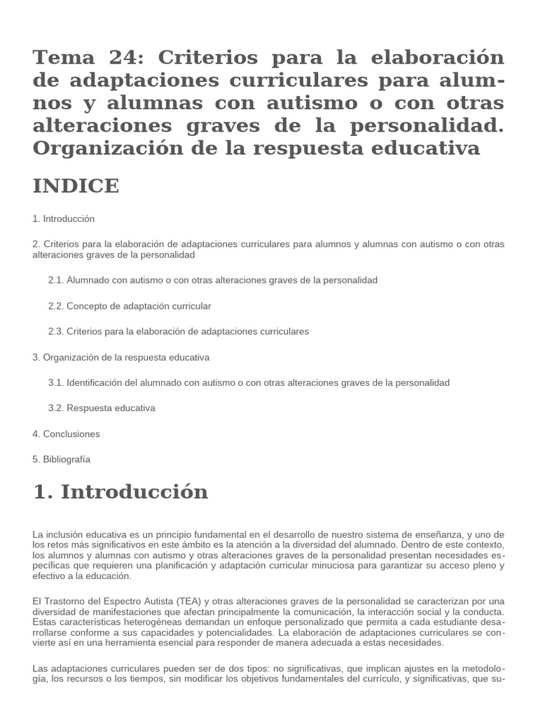 Tema 24 | PDF | Autismo | Enseñando