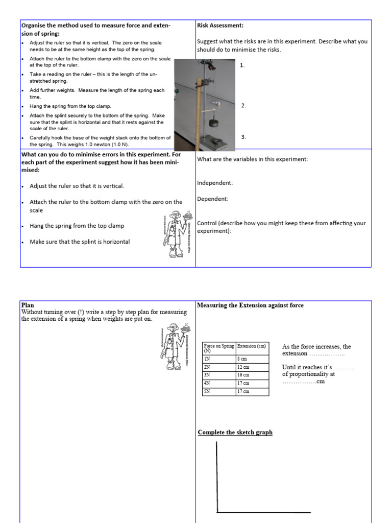 Force and Extension Required Practical Pupil Sheet | PDF | Force | Weight