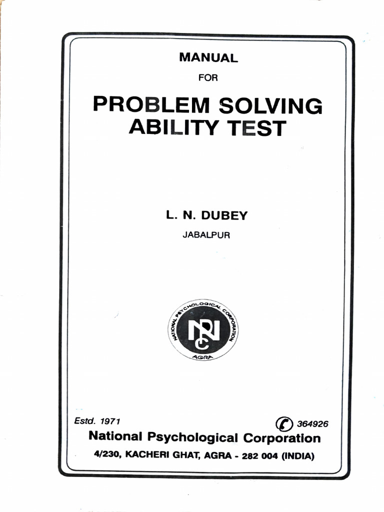 Problem Solving Ability Test Manual | PDF | Cognitive Science ...