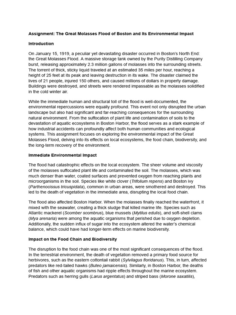 Assignment - The Great Molasses Flood of Boston and Its Environmental ...