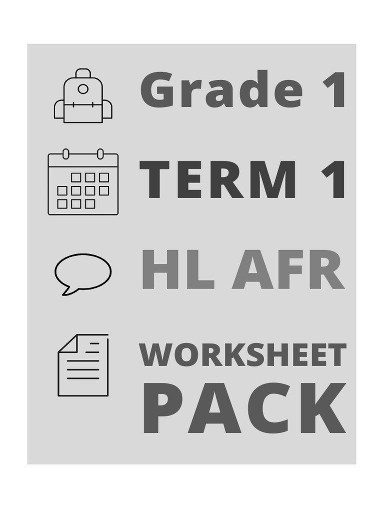GR 1 Term 1 2020 HL Afrikaans Worksheet Pack | PDF