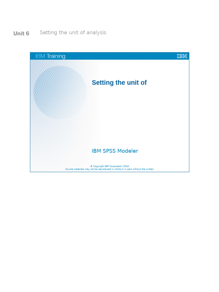 Setting the Unit of Analysis in SPSS | PDF | Spss | Copyright
