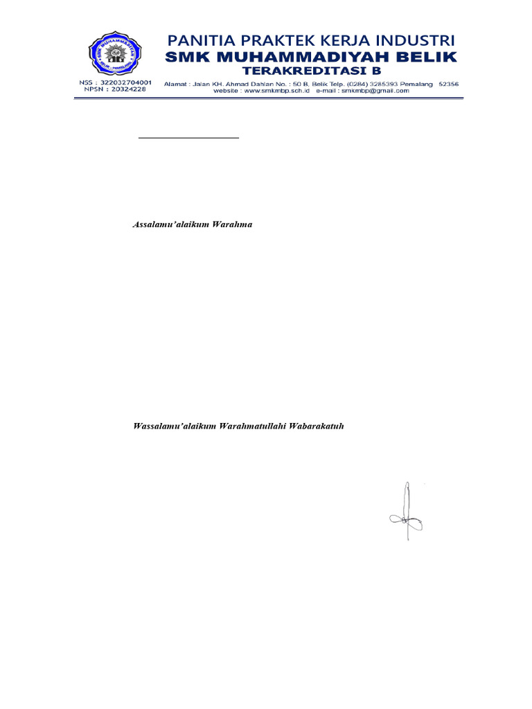 Permohonan Dispensasi PKL SGP | PDF