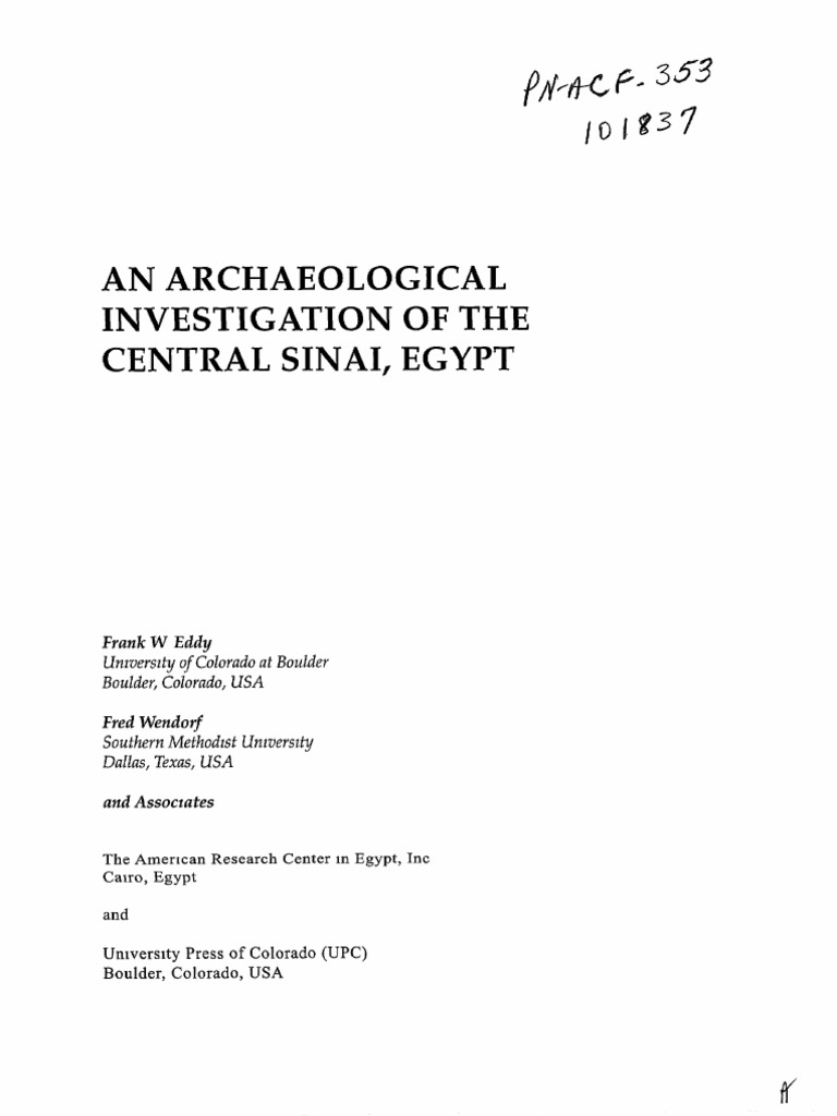 WENDORF & EDDY Central Sinai | PDF | Archaeology