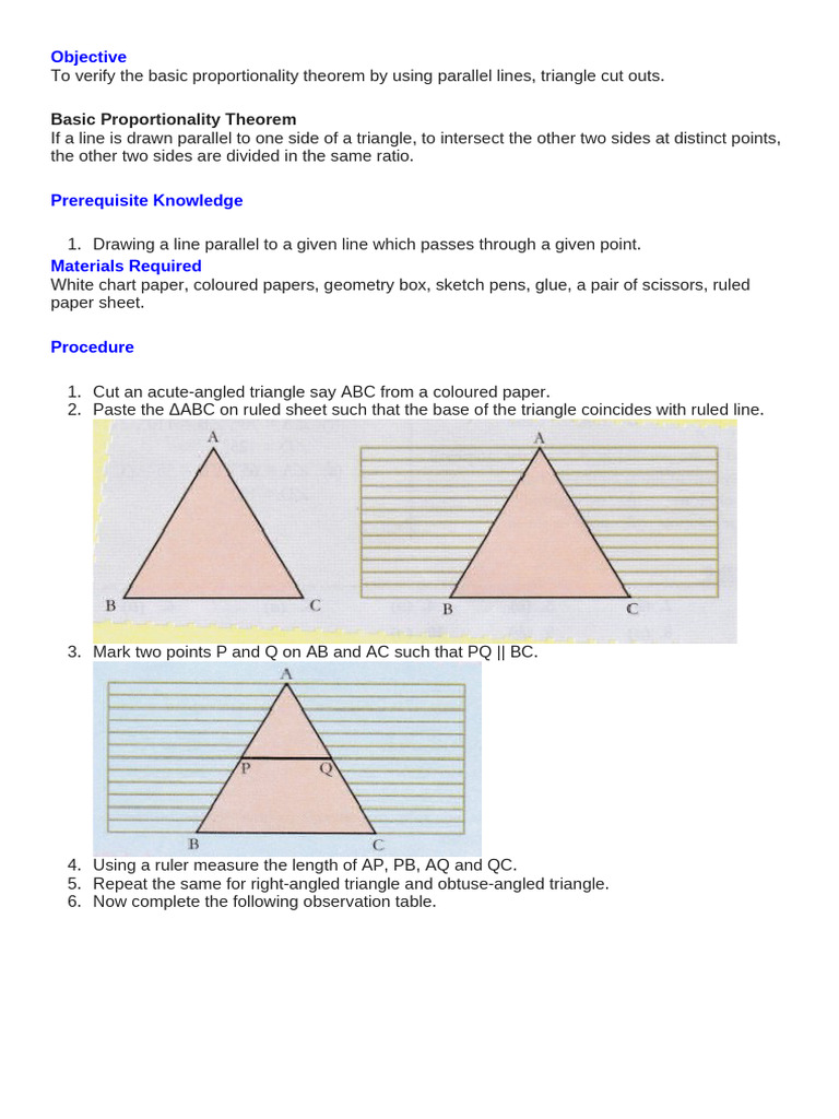 Basic Proportionality Theorem | PDF