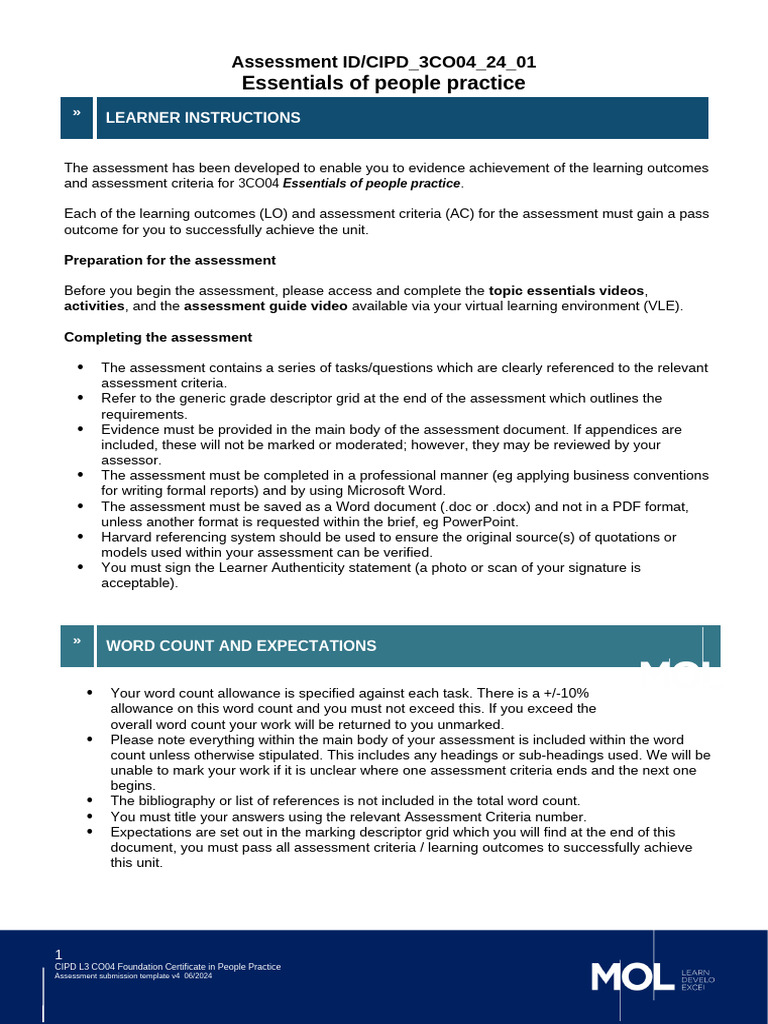 Assessment Guide for People Practice Unit | PDF | Recruitment | Learning