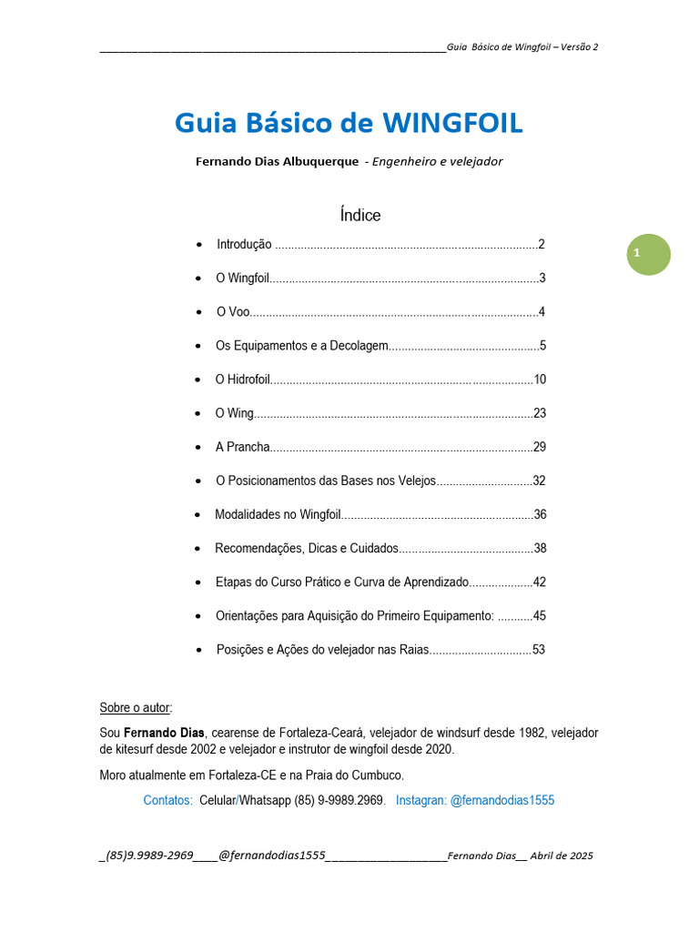 Guia Basico de WINGFOIL V2 Fernando Dias | PDF | Voo | Avião