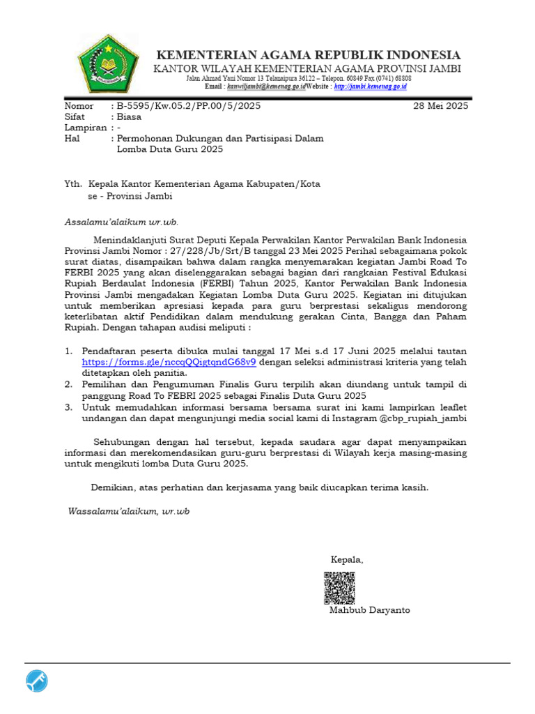 LOmba Duta Guru Bank Indonesia. | PDF