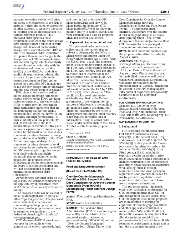 FDA-2025-N-1359-0001_conntent | PDF | Over The Counter Drug | Food And Drug Administration