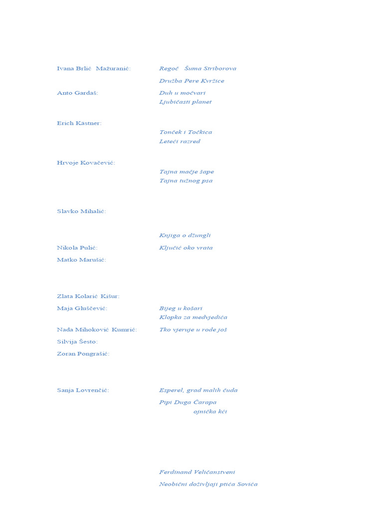 4 Razred Lektira | PDF