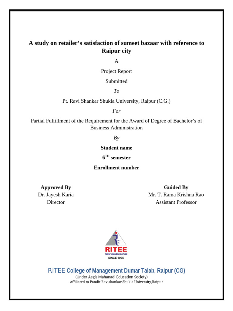 Front Page of Main Project | PDF