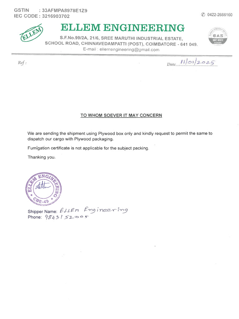 Plywood Packing Declaration | PDF