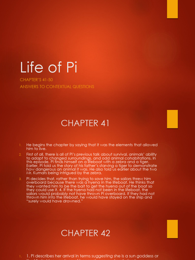 Life of Pi - Chapter 41-50 Answers | PDF | Predation