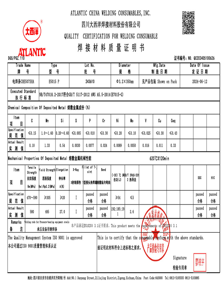 Atlantic China Welding Consumables,Inc. 四川大西洋焊接材料股份有限公司 Quality ...