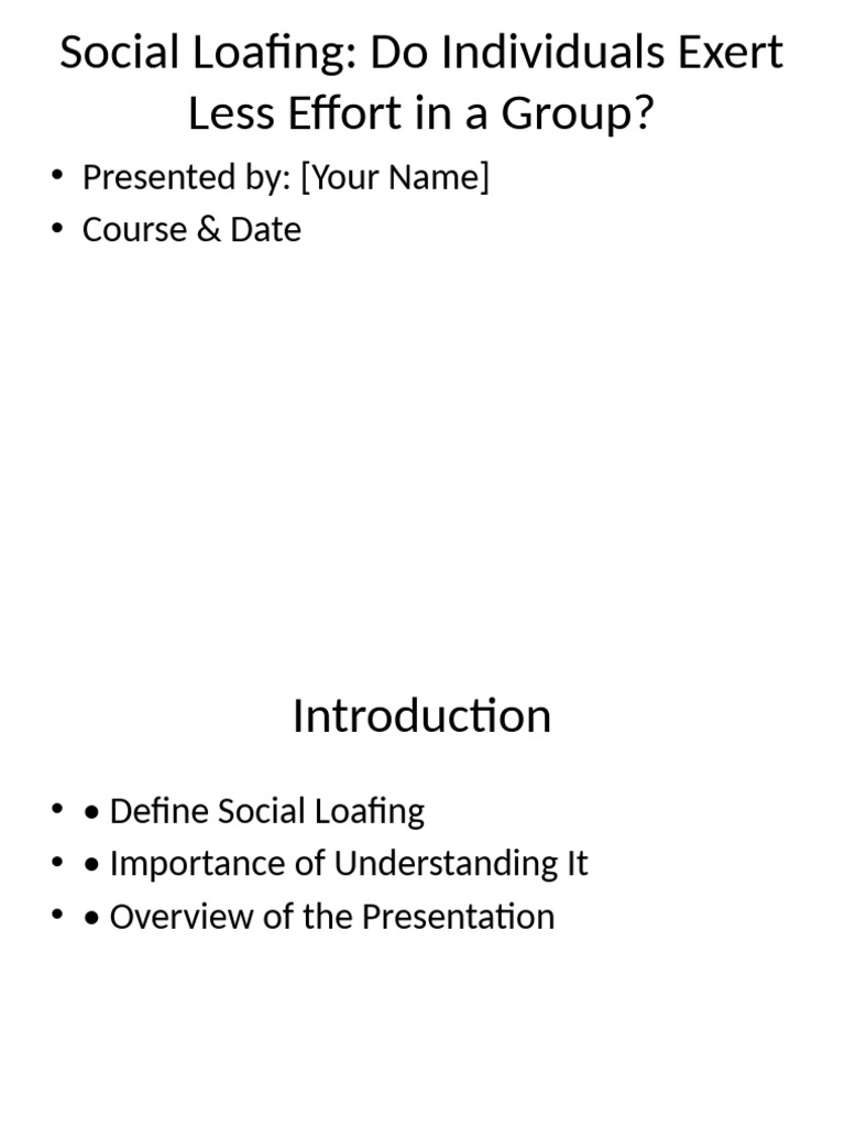 Social Loafing Presentation | PDF