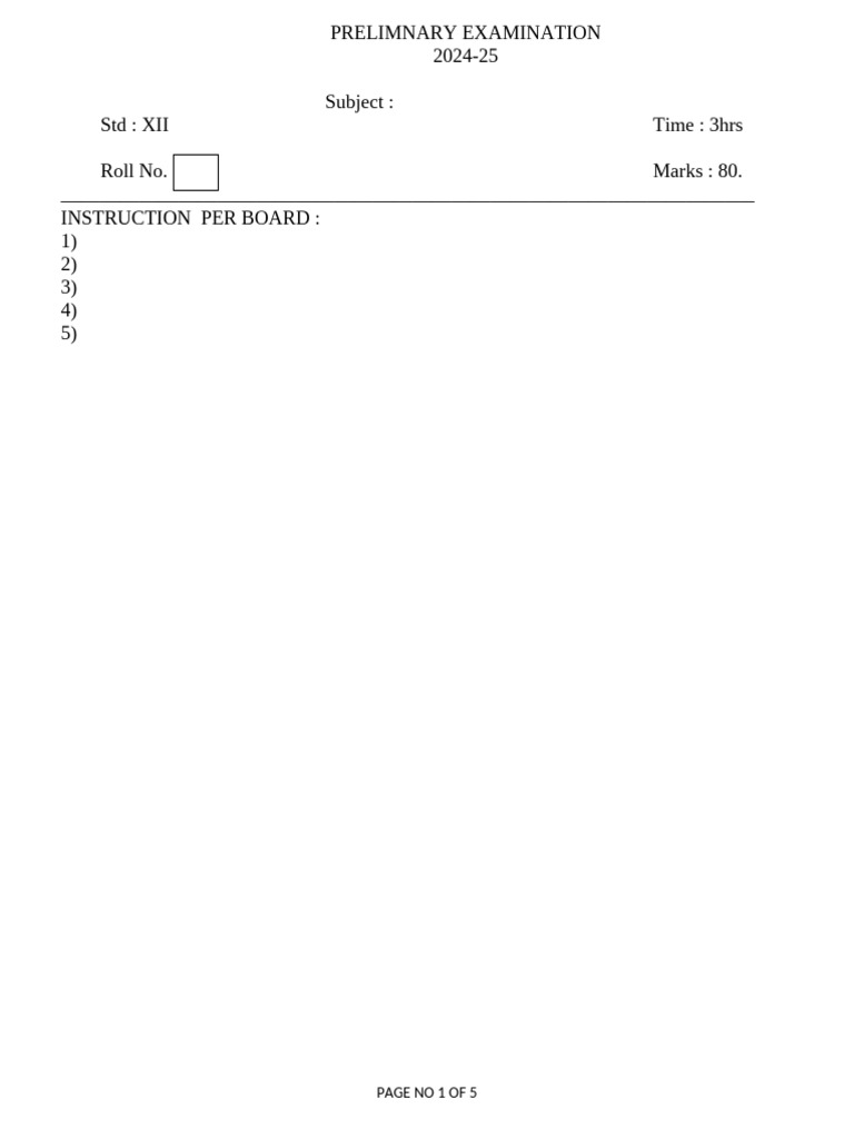Exam Paper Format | PDF